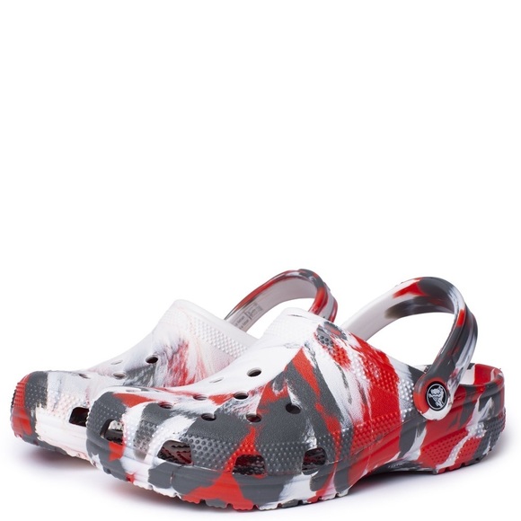 CROCS | Shoes | Crocs Red Marble Classic Clog | Poshmark